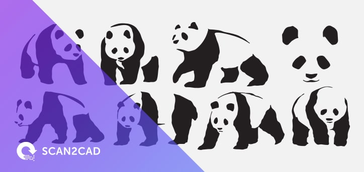 Pandas | Free DXF Files | Scan2CAD
